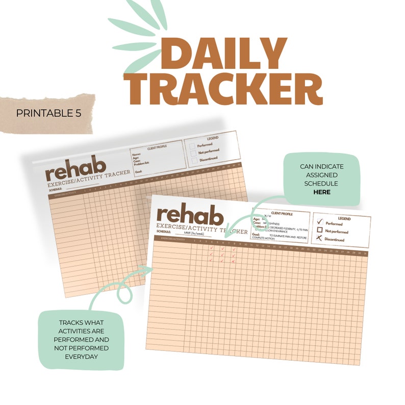 Rehab Tracker, Printable Therapy Planner, PT and OT Tracker ...