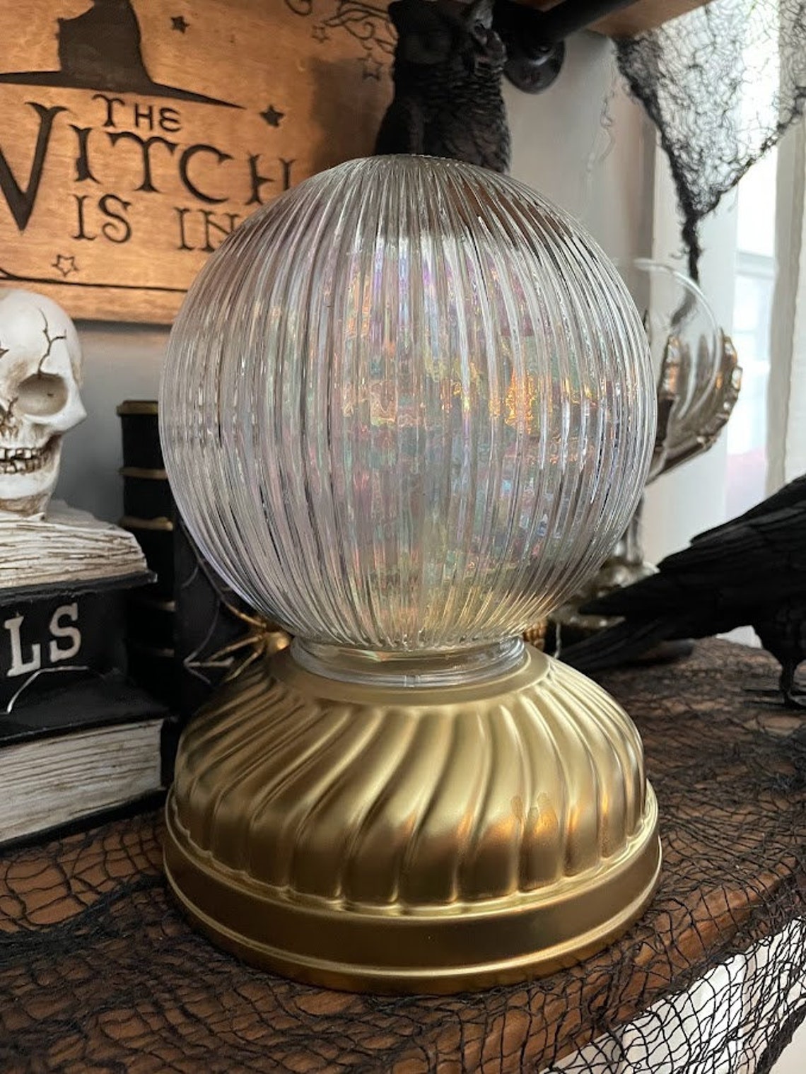 Golden Swirl Crystal Ball Halloween Decor (ball is 6 Inches) - Etsy