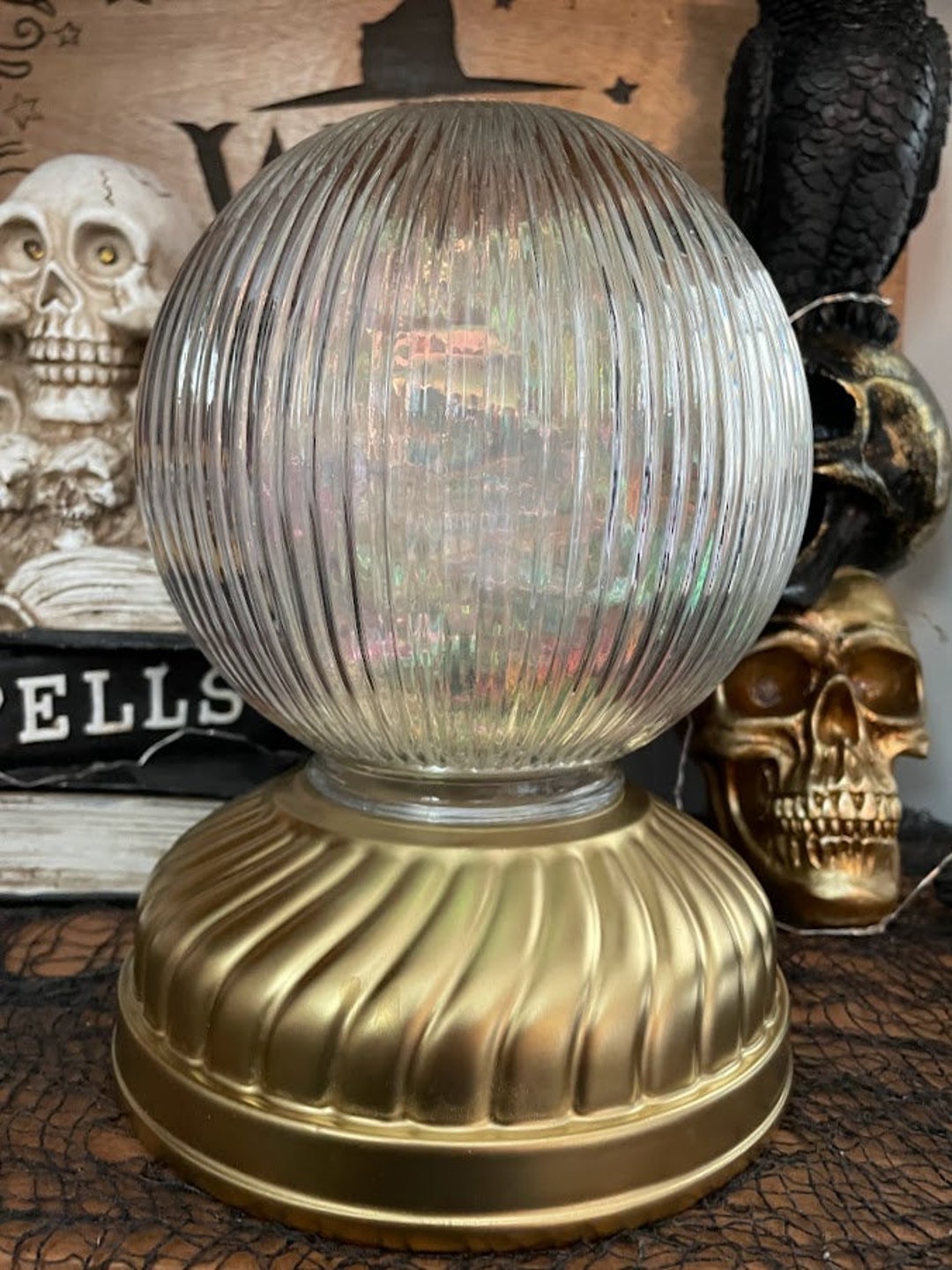 Golden Swirl Crystal Ball Halloween Decor (ball is 6 Inches) - Etsy
