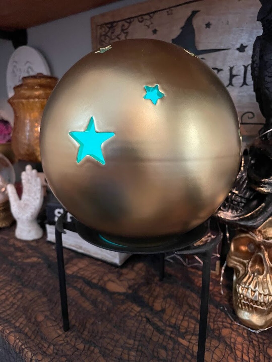 Gold Star Crystal Ball Halloween Decor (ball is 7 Inches) - Etsy