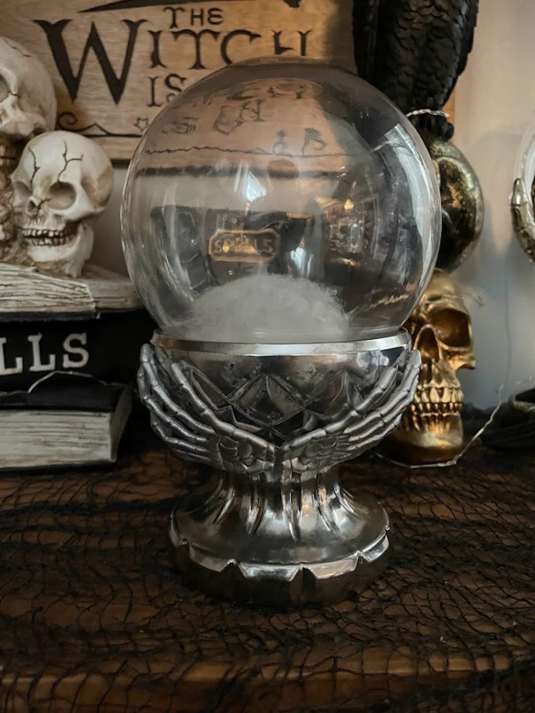 Lighted Skeleton Hand Crystal Ball Halloween Decor (ball is 4.5 Inches ...