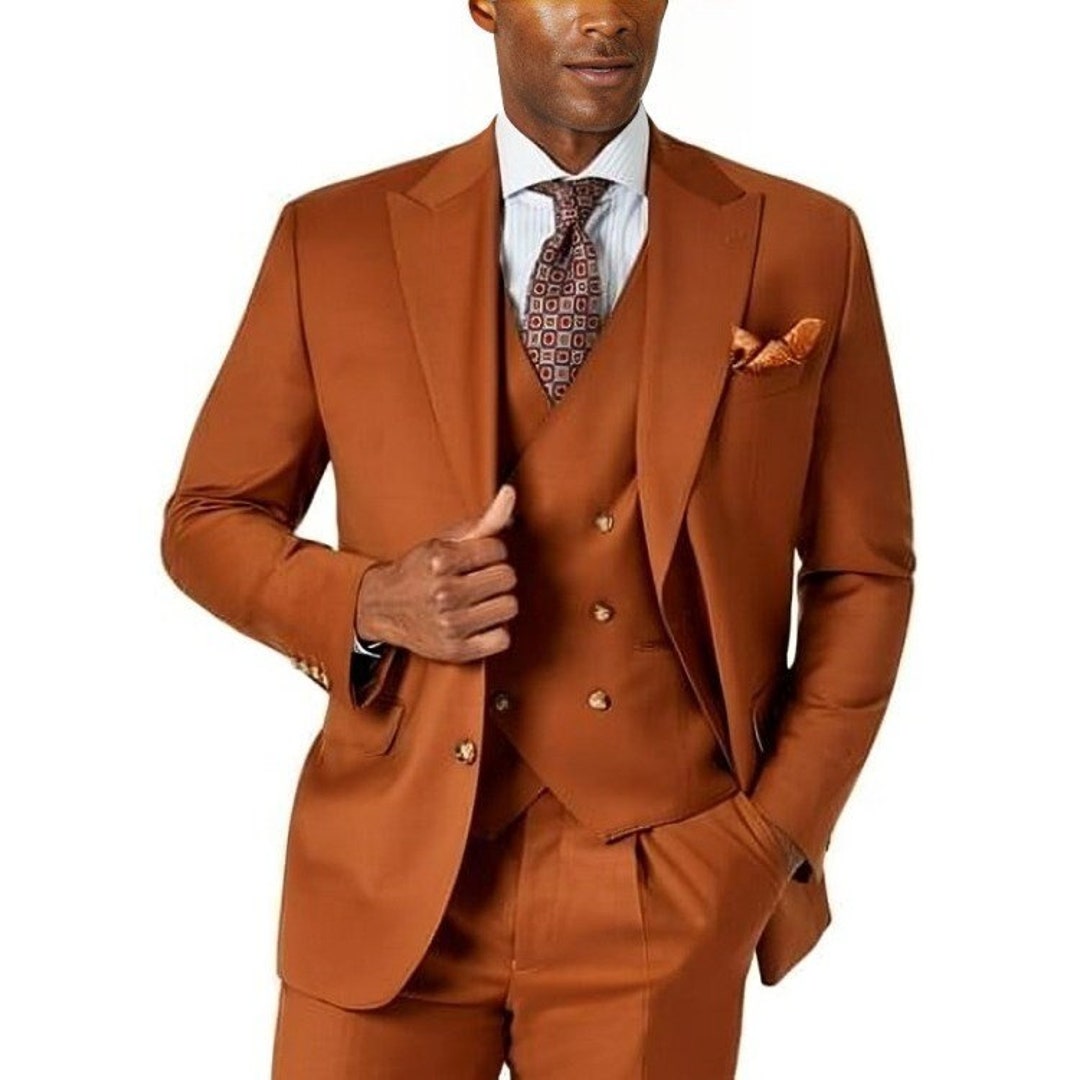 Rust Wedding Suit: Slim Fit 3-piece Groom Tuxedo - Etsy Australia