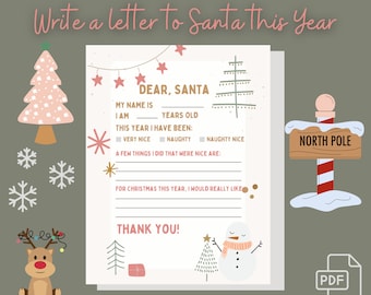 Letter to Santa, Christmas List, Dear Santa, Printable Letter to Santa ...