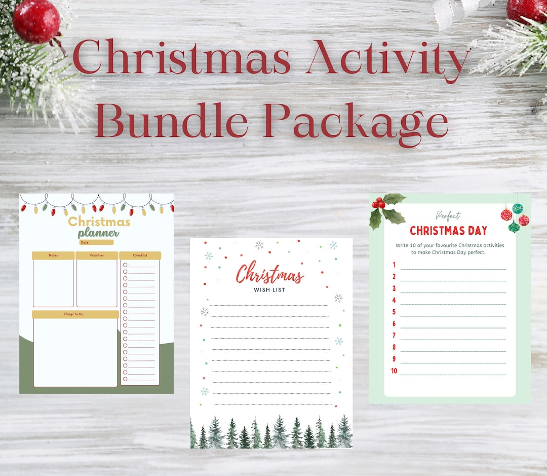 Christmas Bundle Package | Christmas Day Activity List | Christmas Wish ...