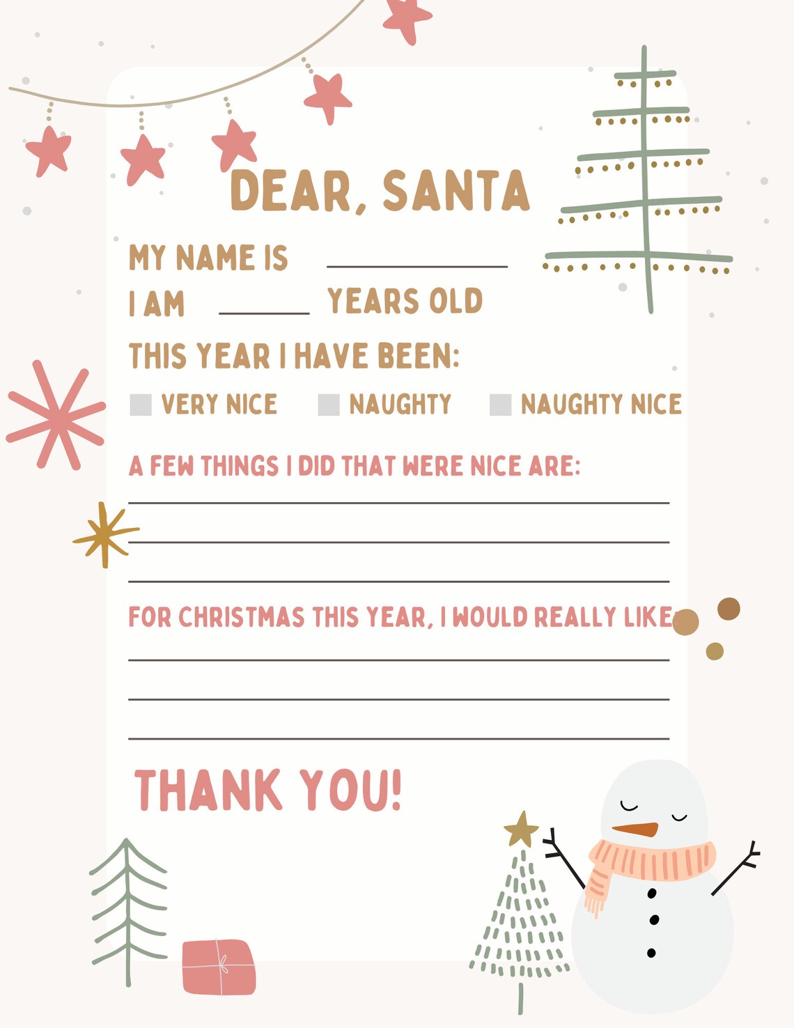 Letter to Santa, Christmas List, Dear Santa, Printable Christmas List ...