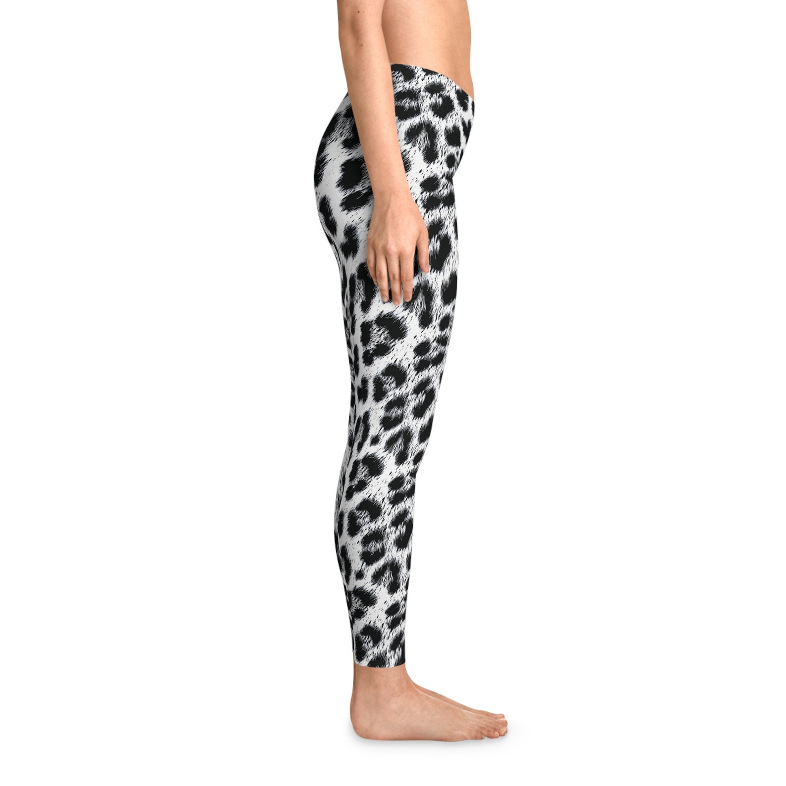 Snow Leopard Photorealistic Seamless Fur Pattern Stretchy Leggings ...
