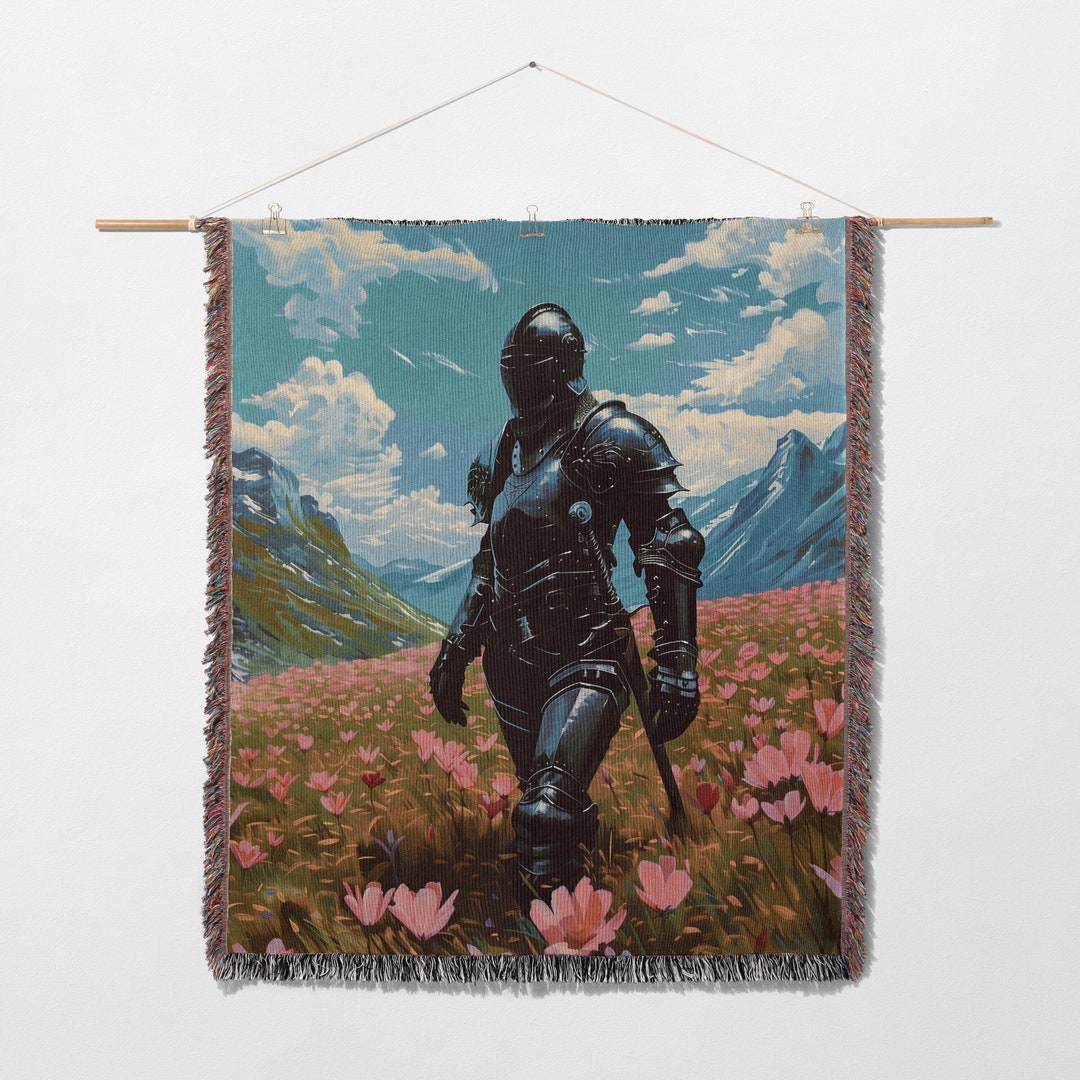 Dark Knight Blanket, Knight Contemplating the Meaning of Life Woven ...