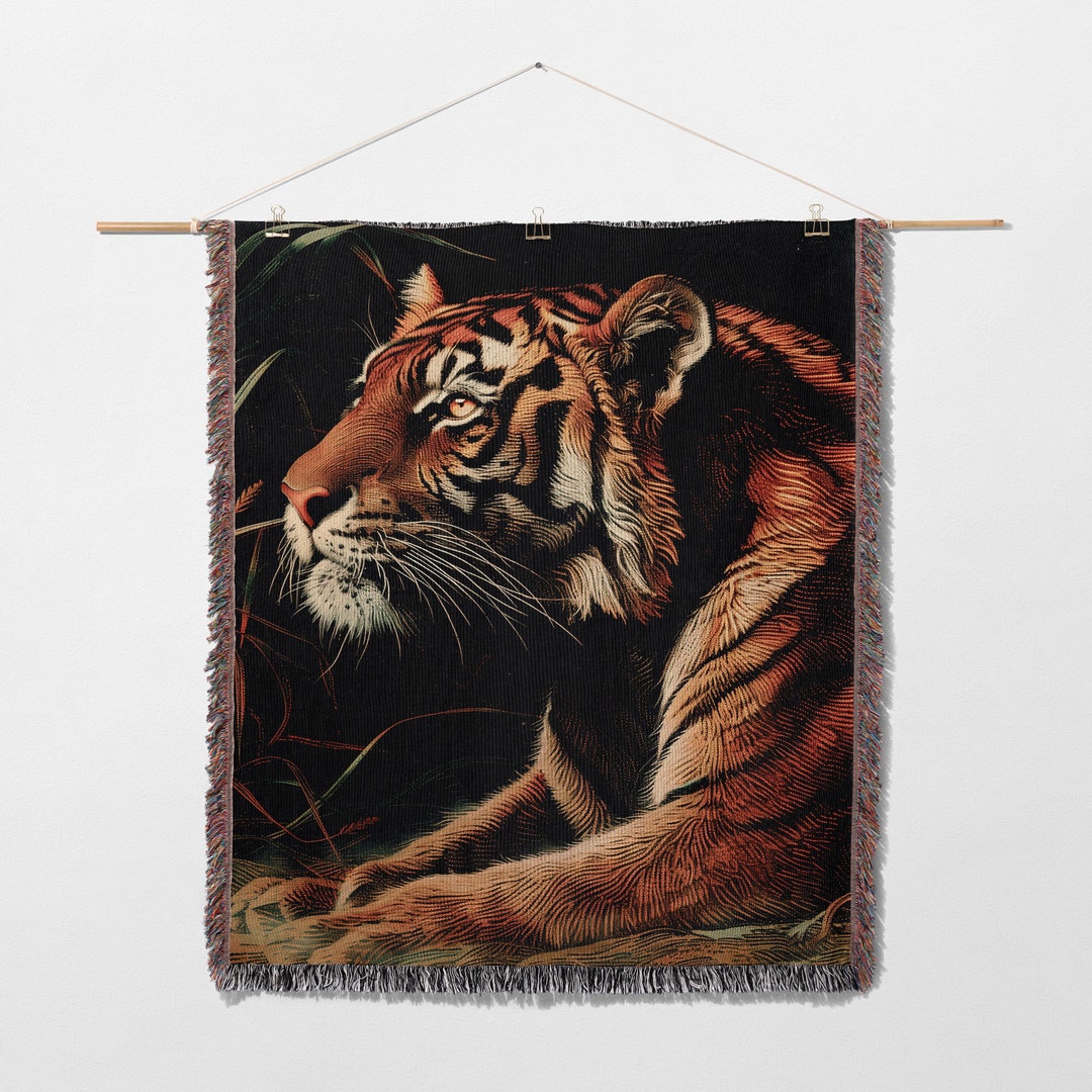 Tiger Woven Painting, Tiger Woven Throw Blanket, Bengal Tiger Woven ...