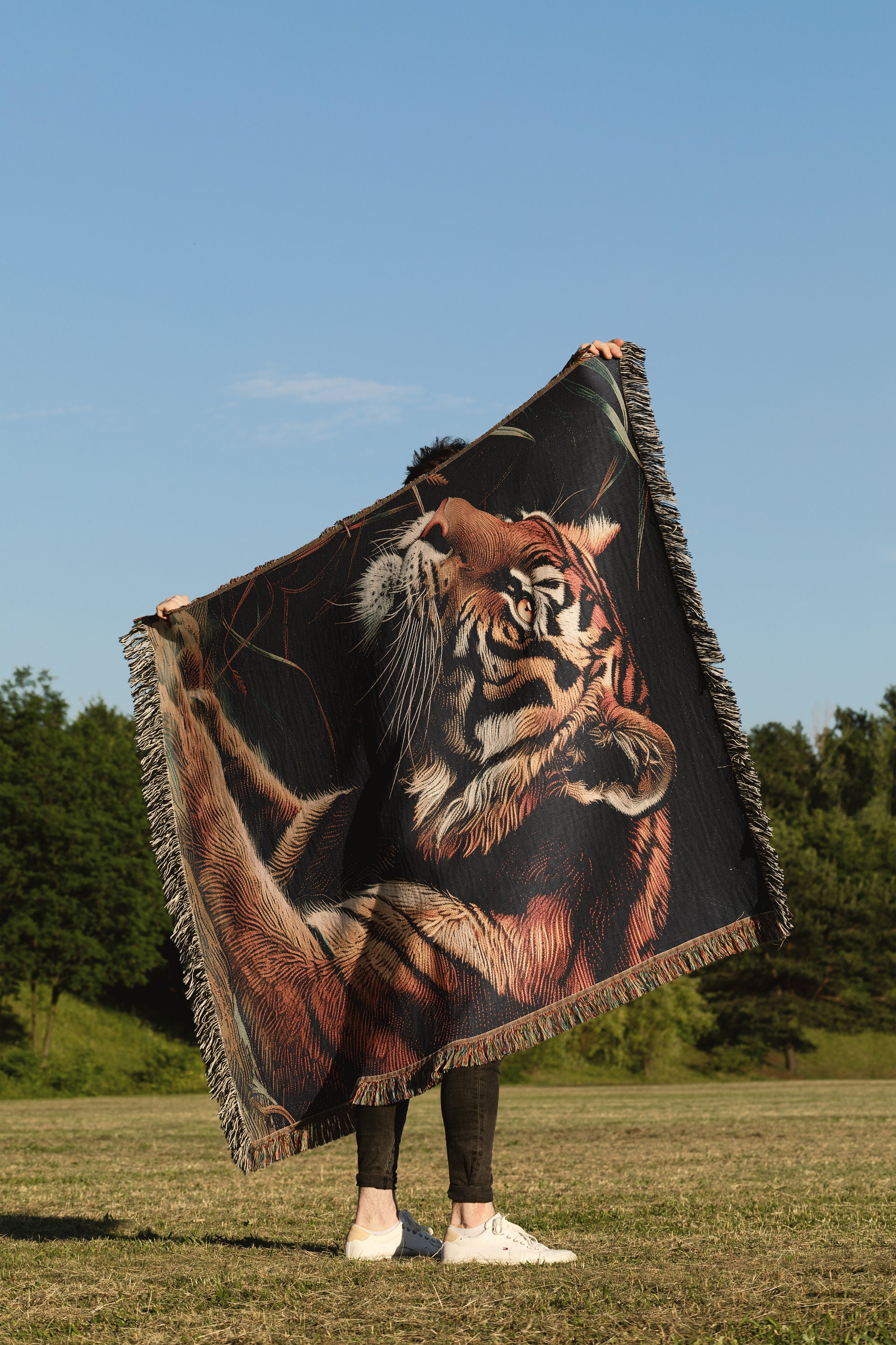 Tiger Woven Painting, Tiger Woven Throw Blanket, Bengal Tiger Woven ...