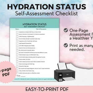 Hydration Status - Self Assessment Checklist, Daily Hydration Tracker ...