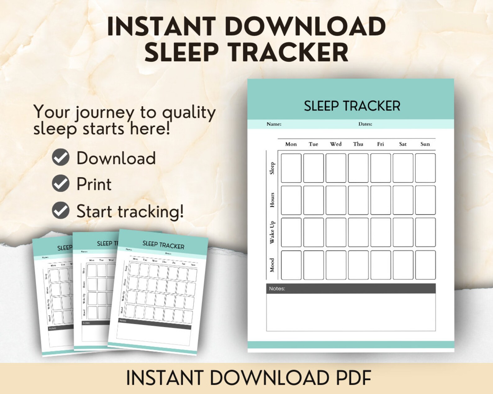 Sleep Tracker, Sleep Monitoring, Printable Sleep Tracker, Sleep ...
