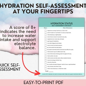 Hydration Status - Self Assessment Checklist, Daily Hydration Tracker ...