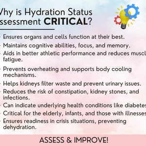 Hydration Status - Self Assessment Checklist, Daily Hydration Tracker ...