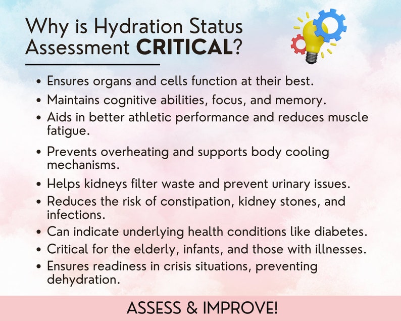Hydration Status - Self Assessment Checklist, Daily Hydration Tracker ...