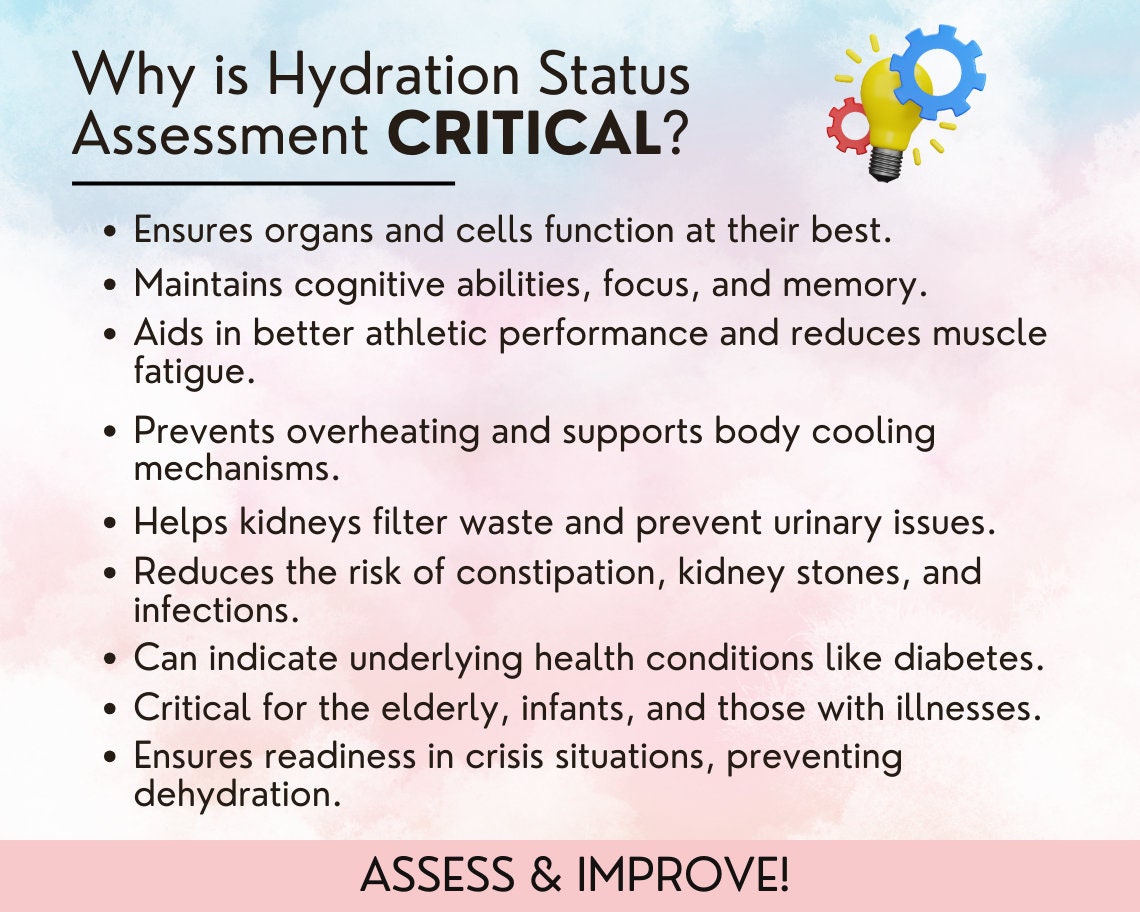 Hydration Status - Self Assessment Checklist, Daily Hydration Tracker ...