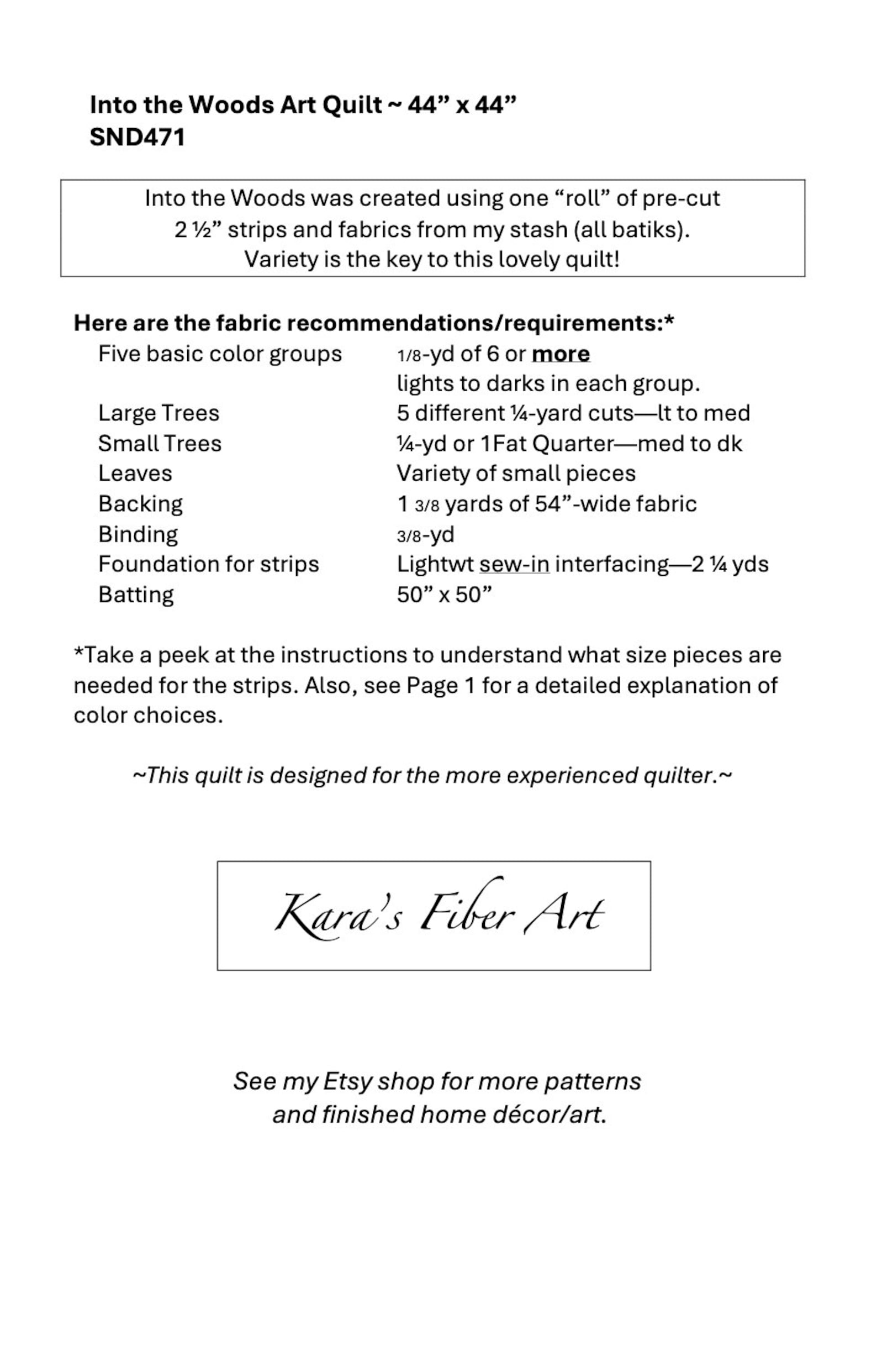 Into the Woods Art Quilt Pattern - Etsy