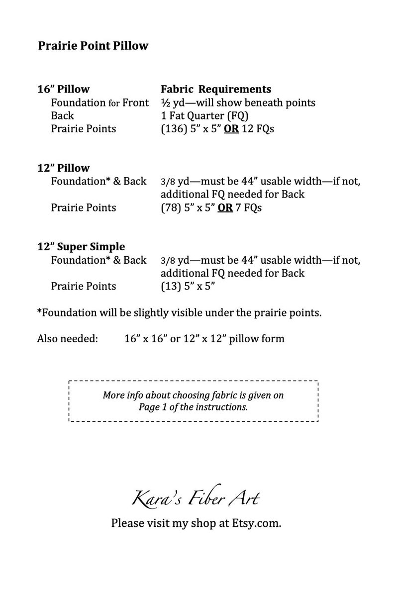 Prairie Point Pillow Pattern - Etsy