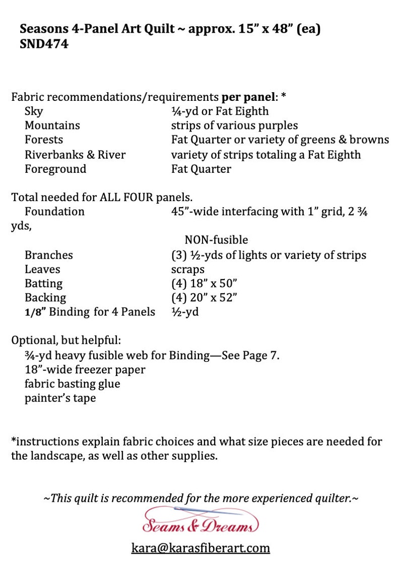 Seasons Four-panel Art Quilt Pattern - Etsy