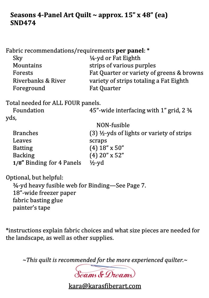 Seasons Four-panel Art Quilt Pattern - Etsy