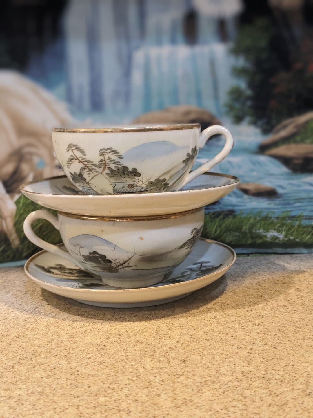 Vintage Japanese Bone China Hand Painted Tea Cups W/ Saucers - Etsy