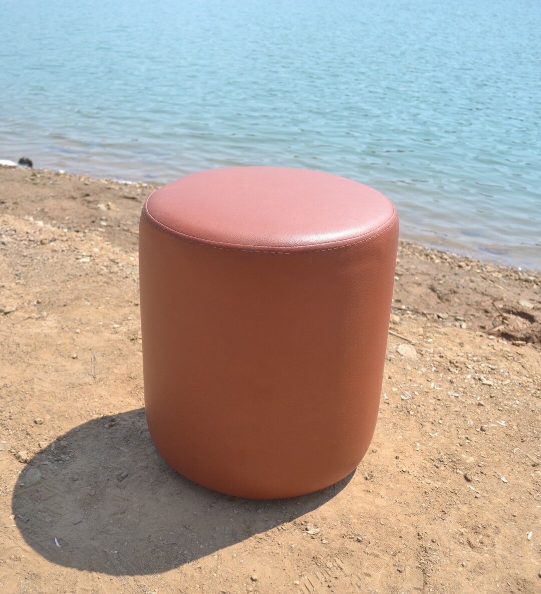 Tan Colored Cylinder and Wipeable Decorative Ottoman - Etsy