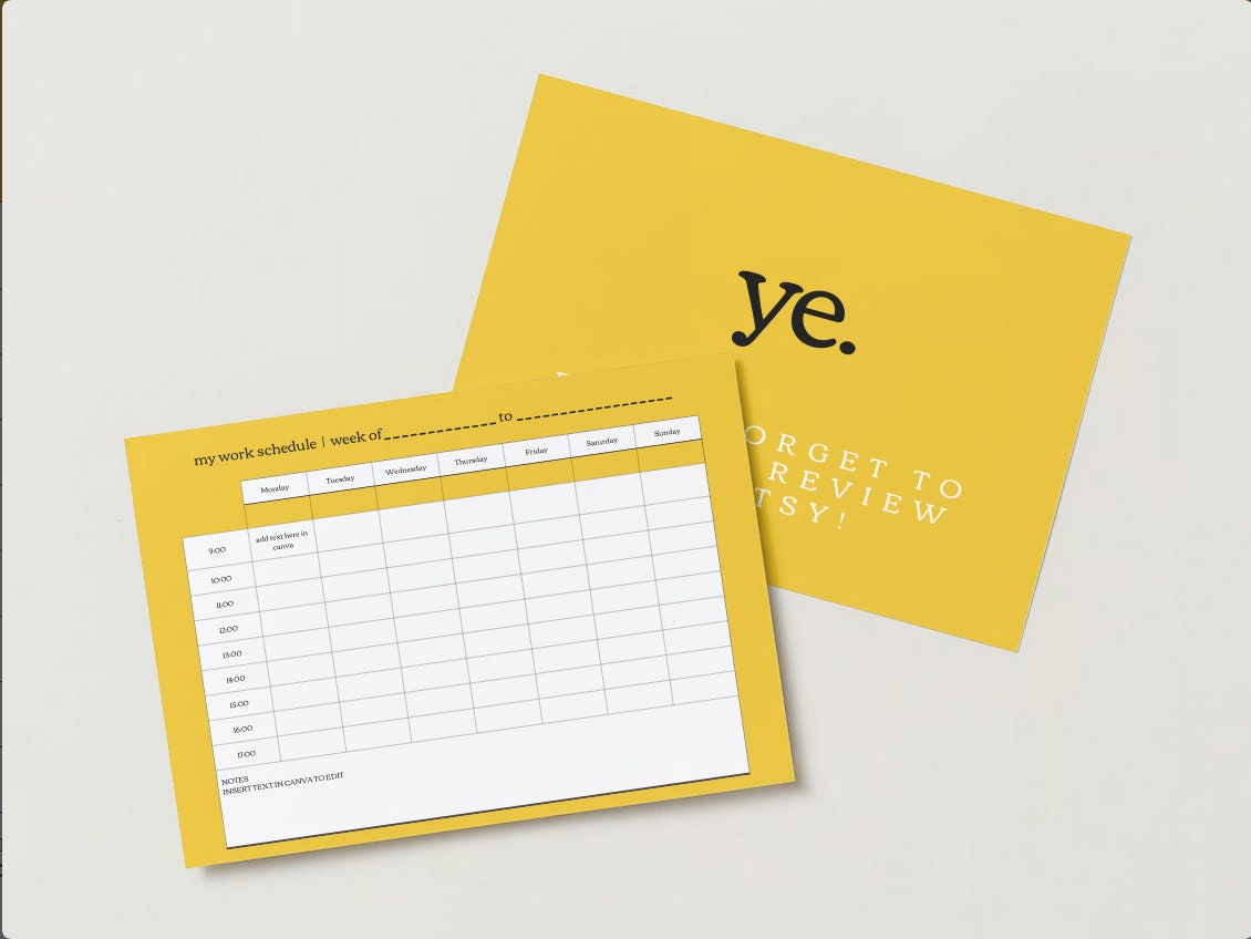 Work Schedule Template, Work Organiser, Employee Schedule, Project ...