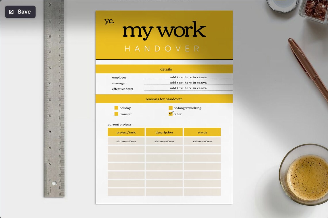 Work Handover Template, Work Organiser, Role Handover Template, Job ...