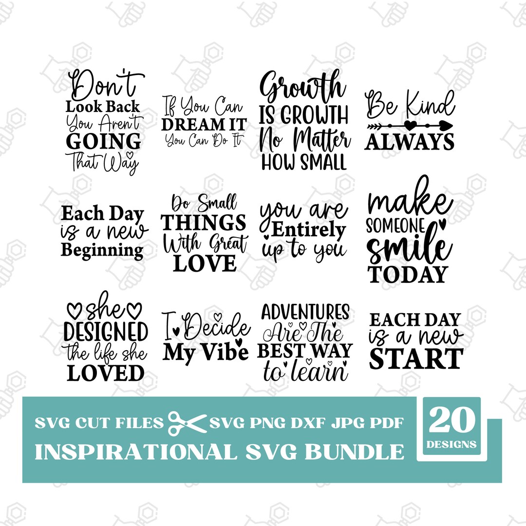 Inspirational Bundle SVG, Self Love SVG, Motivational SVG, Positive ...