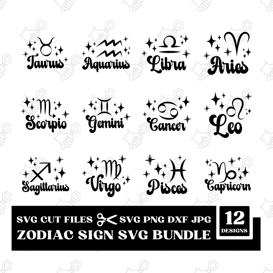 Zodiac Sign SVG Bundle, Astrology Sign Svg, Zodiac Sign Symbols Svg ...