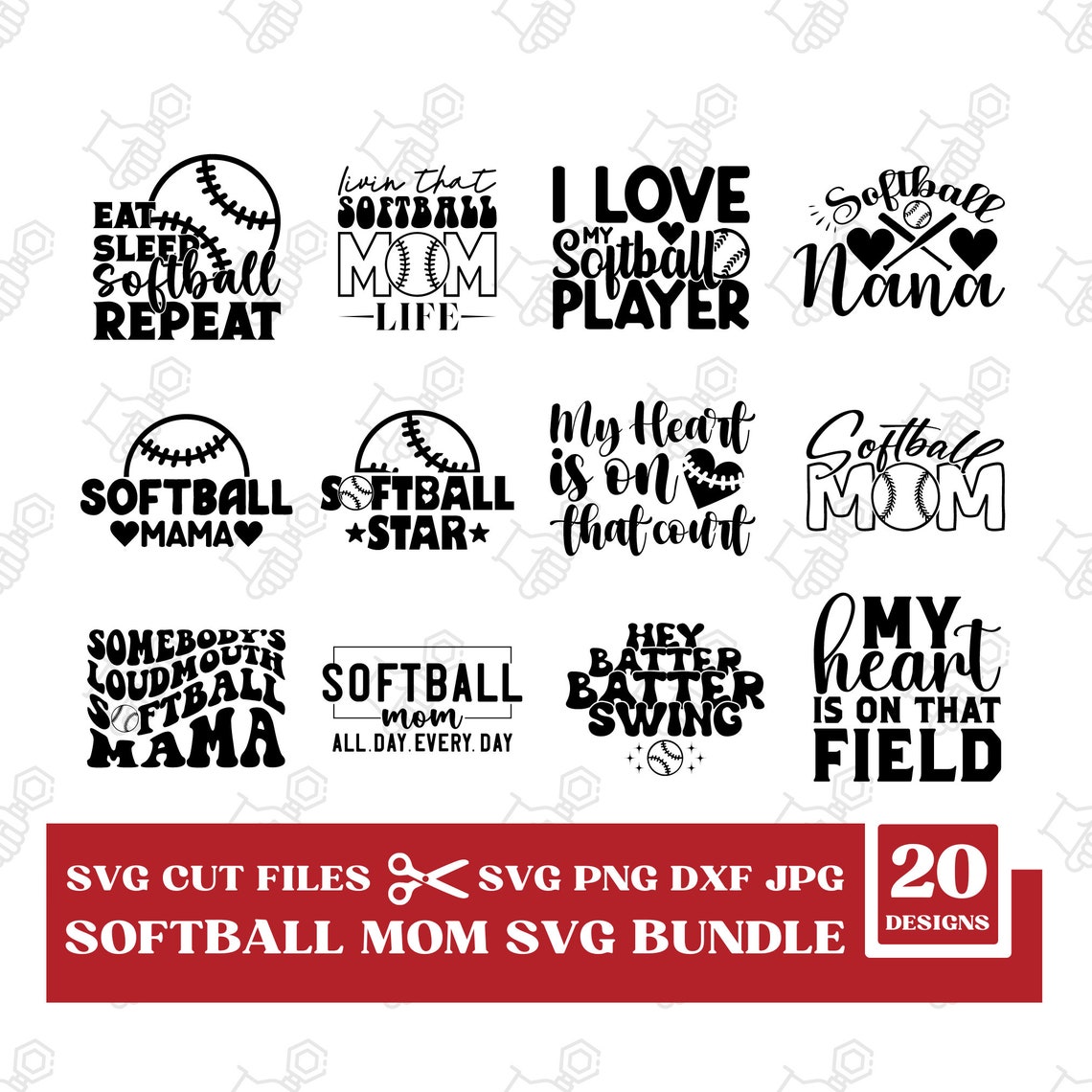 Sotball Mom SVG Bundle, Softball Mom SVG, Softball Mom PNG, Softball ...