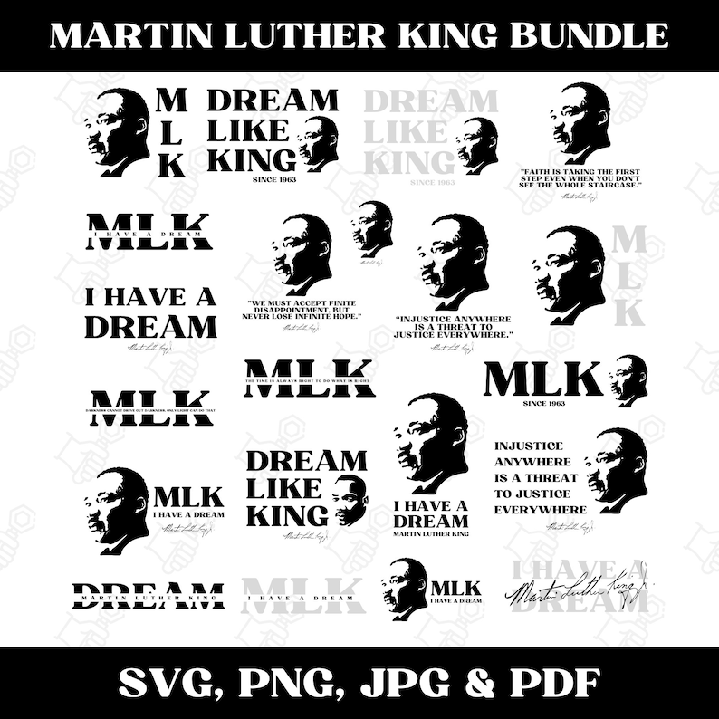 Martin Luther King SVG PNG +20 Original Designs Bundle | Mlk-svg ...
