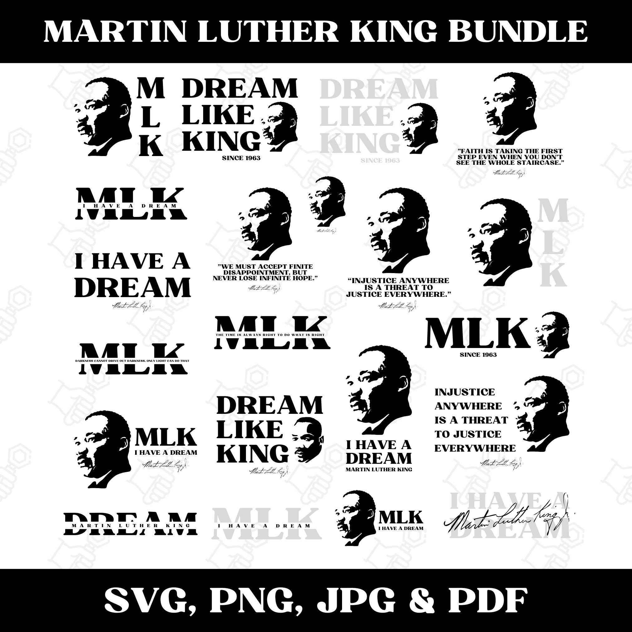 Martin Luther King SVG PNG +20 Original Designs Bundle | Mlk-svg ...