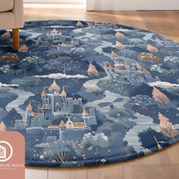 Pastel Castle Area Rug Dreamy Pink Fairy Tale Carpet Whimsical Fantasy ...