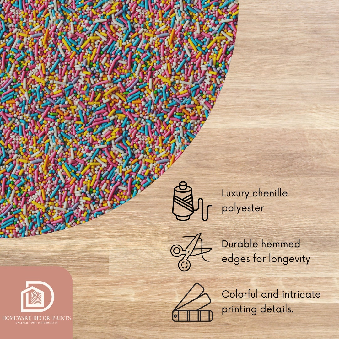 Confetti 5ft Round Rug, Colorful Candy Fluffy Circular Mat, Sprinkle ...