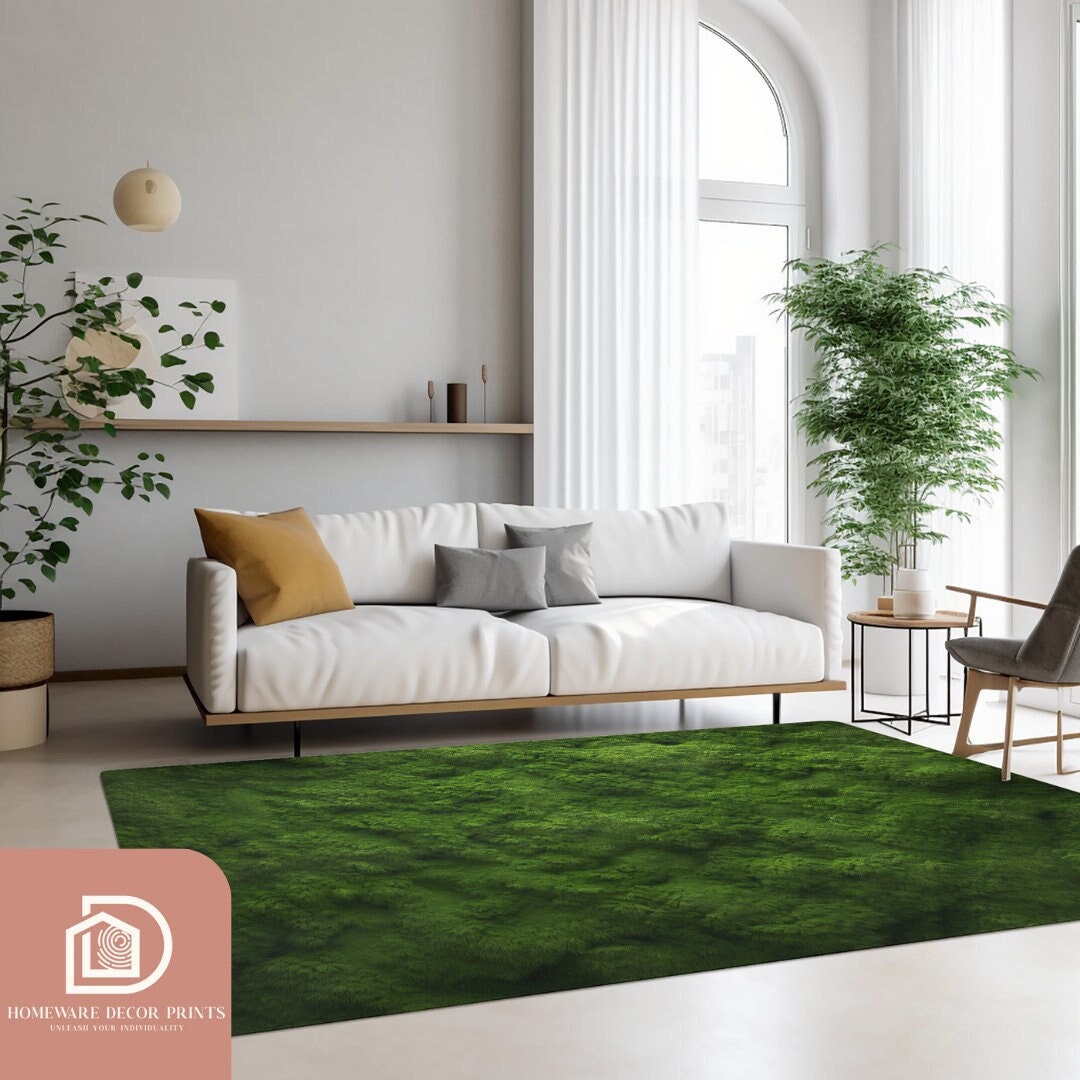 Green Moss Area Rug, Mossy Mountain Comfy Rectangle Mat, Woodland Cozy ...