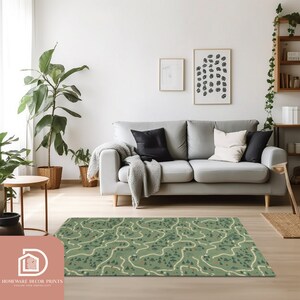 Mountain Road Map Area Rug, Large Floor Mat for Kids, Green Woodland ...