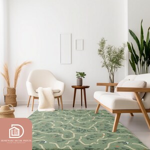 Mountain Road Map Area Rug, Large Floor Mat for Kids, Green Woodland ...