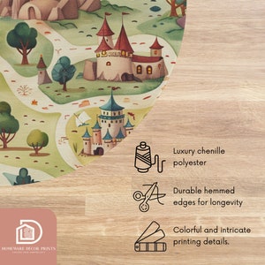Castle Road Map 5ft Round Rug, Medieval Fairytale Nursery Theme Soft ...
