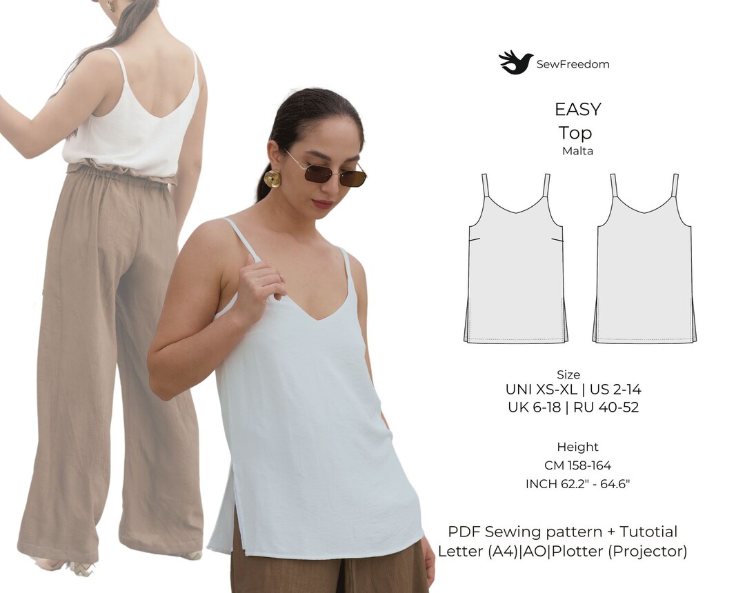 Women's Light Top | Summer Top PDF Pattern | Tank Top Pattern for ...