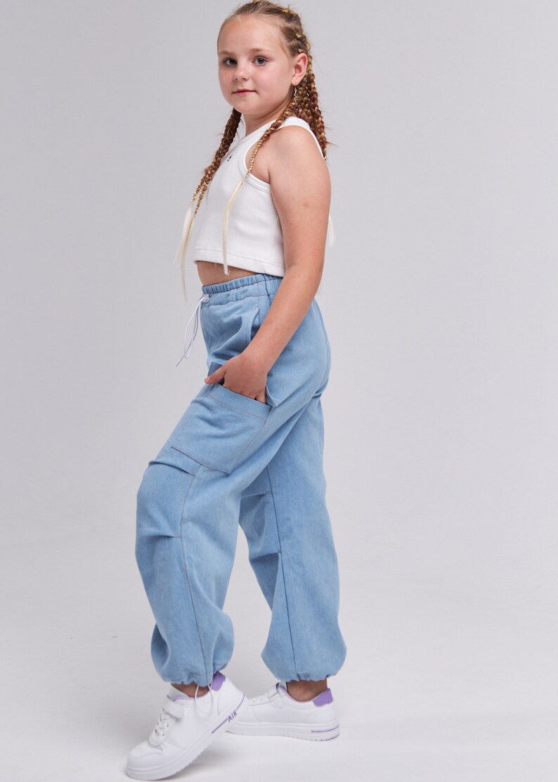 Girl Cargo Pants Pattern, Kids Baggy Pocket Pants Patterns, Tech Style ...