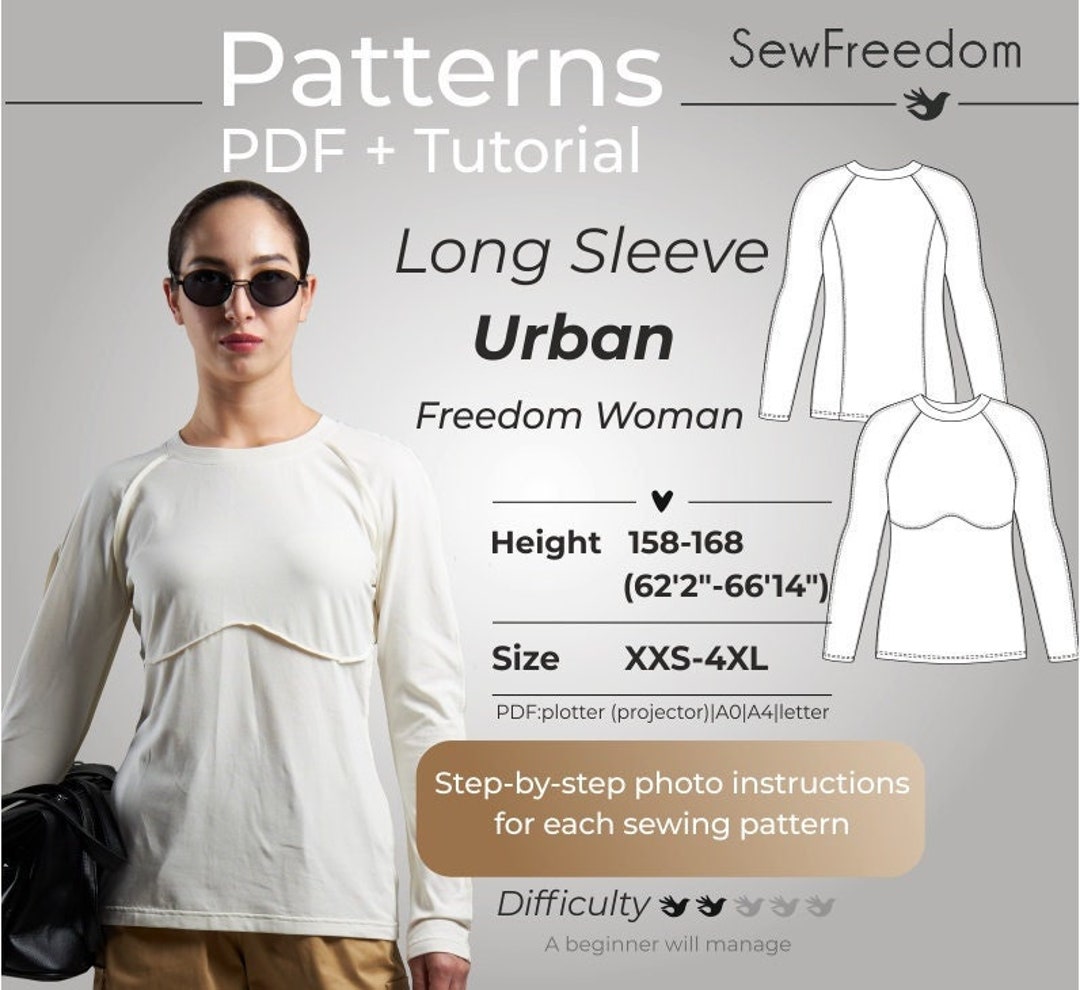 Long Sleeve Shirt Sewing Patterns, Hiking Woman Shirt Pattern, Tech ...