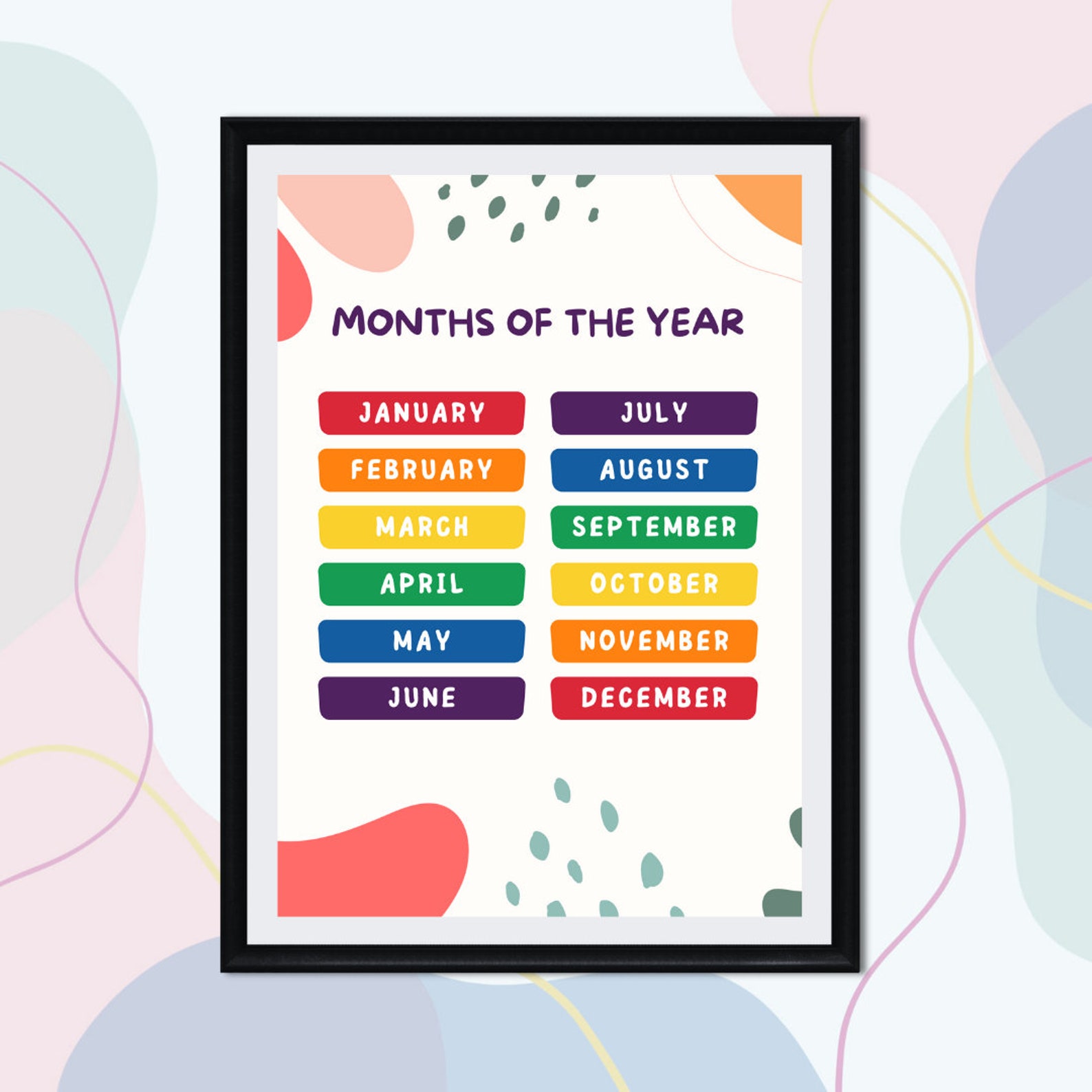 Colourful Months of the Year Digital Print Engaging and - Etsy