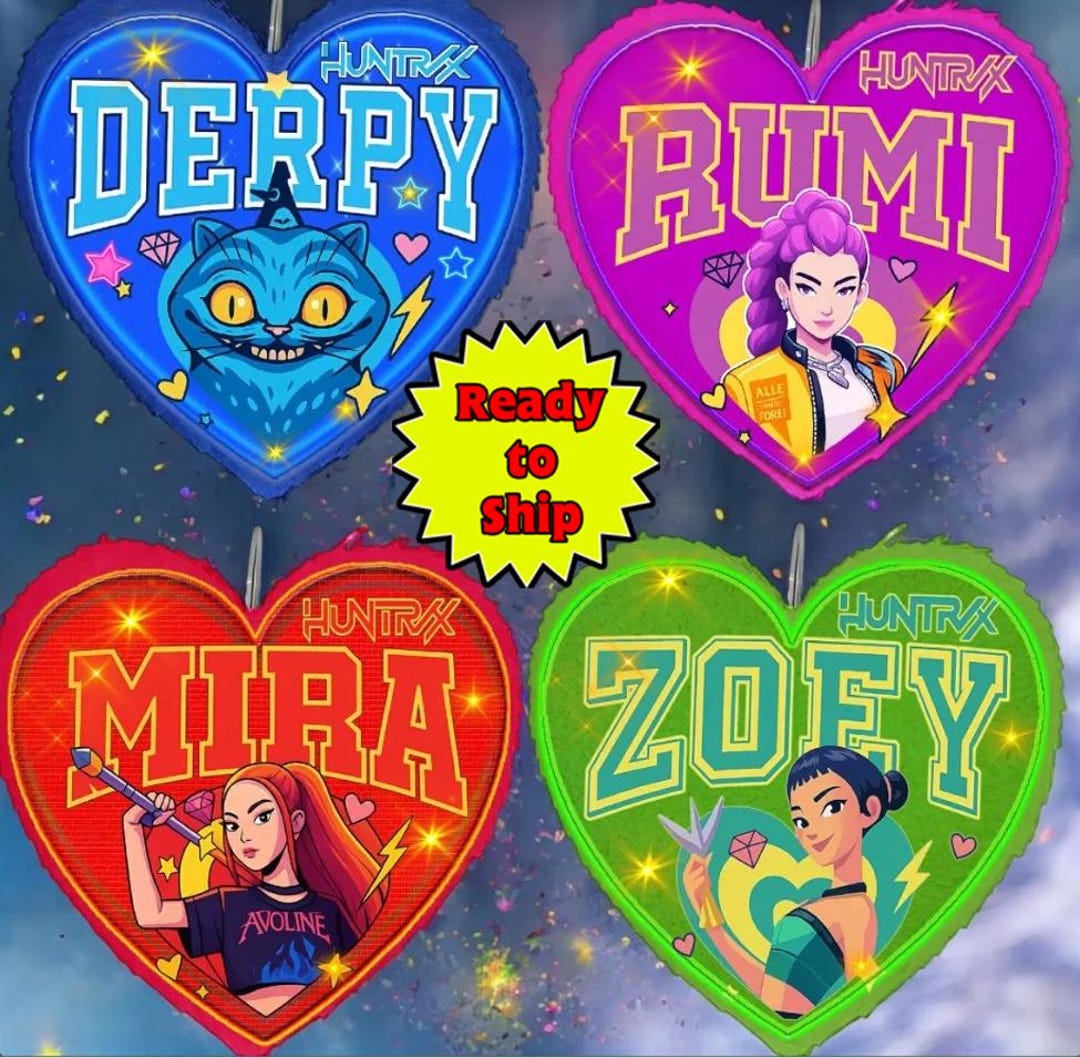 K-pop Demon Hunters Piñatas. Rumi, Mira, Zoey, Derpy, Hearts Pinatas - Etsy
