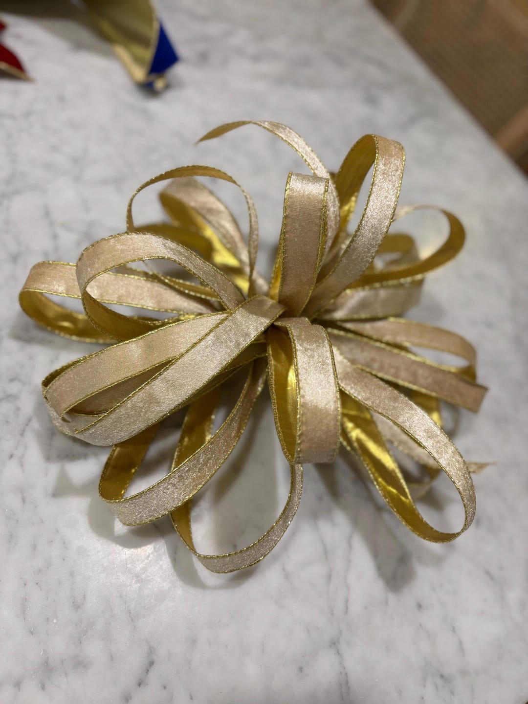 Champagne Gold Layered Bow, Large Custom Ribbon Bow for Wreaths ...
