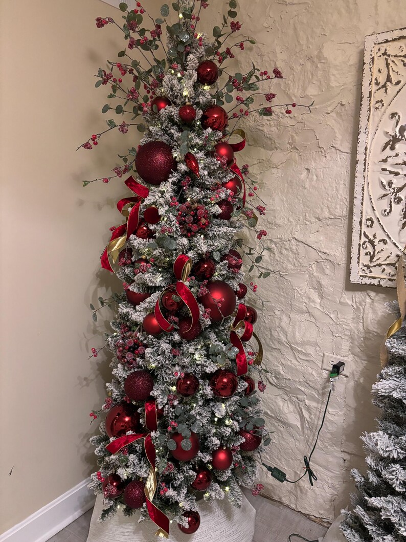 Burgundy Red Christmas Tree Ornament Kit: Elegant Holiday Decor - Etsy