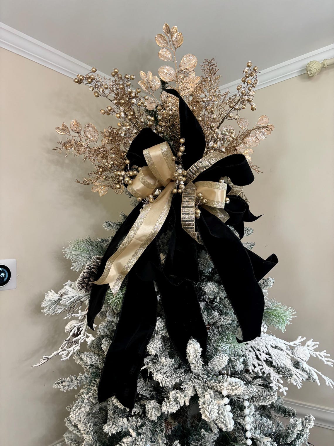 Black and Gold Christmas Tree Topper Kit, Christmas Tree Topper, Black ...