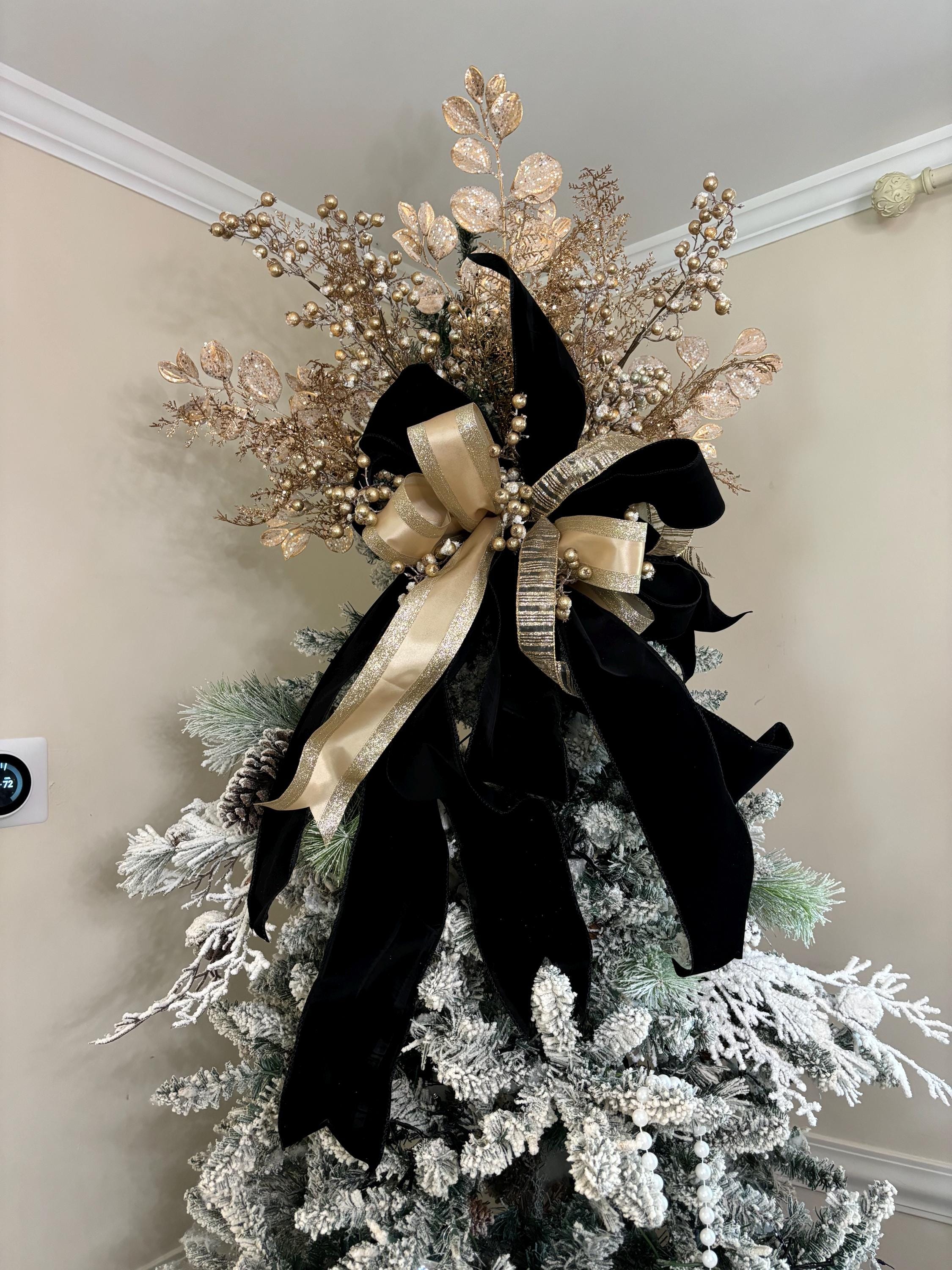 Black and Gold Christmas Tree Topper Kit, Christmas Tree Topper, Black ...
