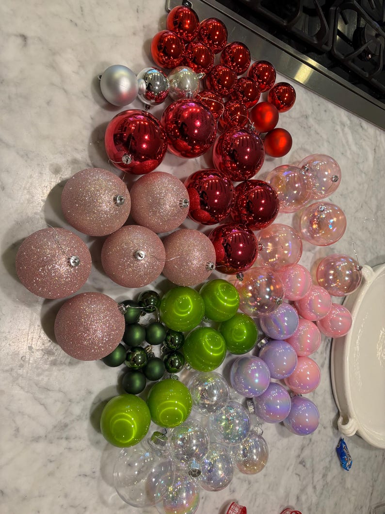 Colorful Christmas Tree Ornament Kit: Pink, Red, & Iridescent - Etsy