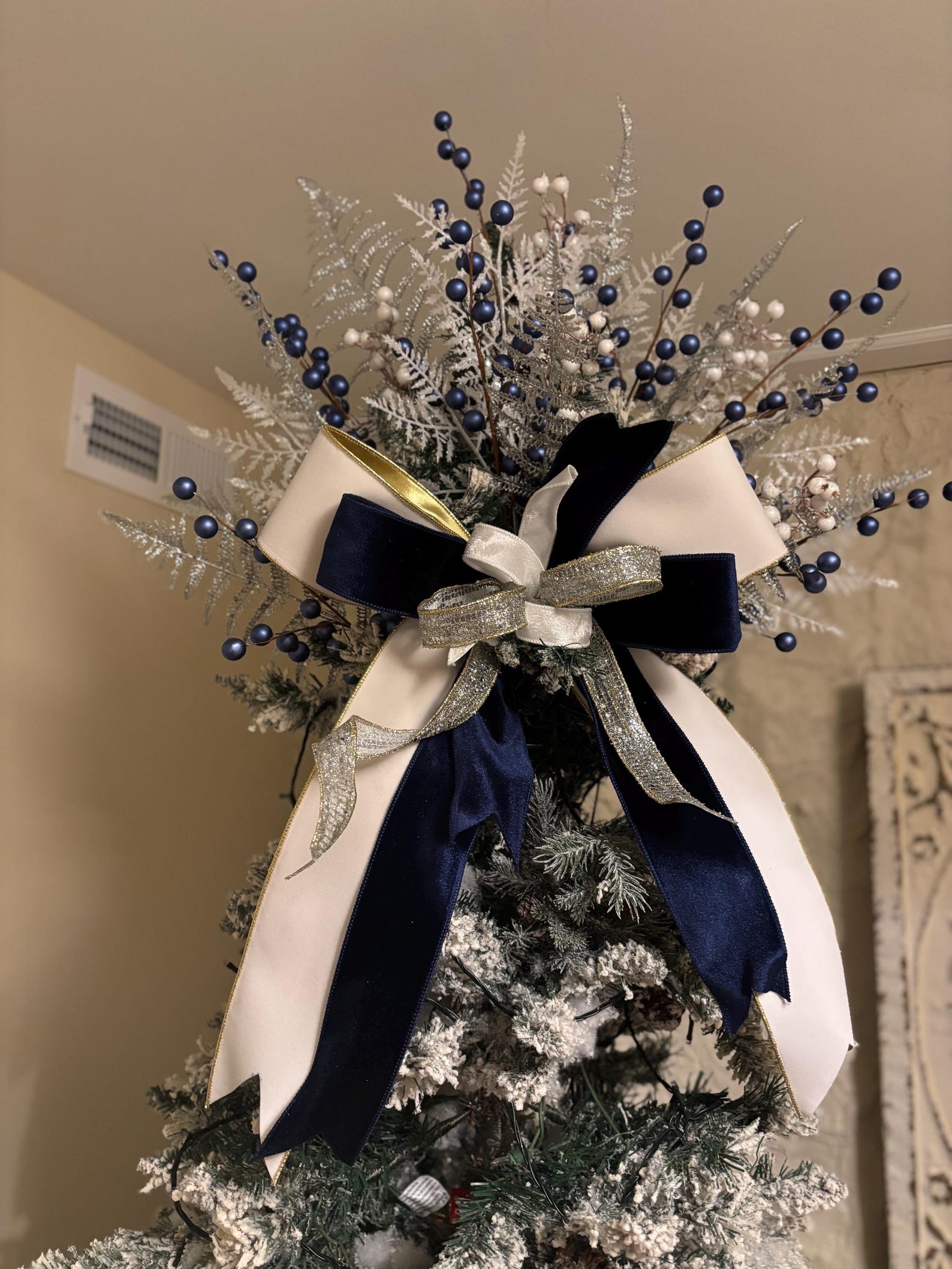 Custom Christmas Tree Topper – Luxe Ribbon & Holiday Picks - Etsy