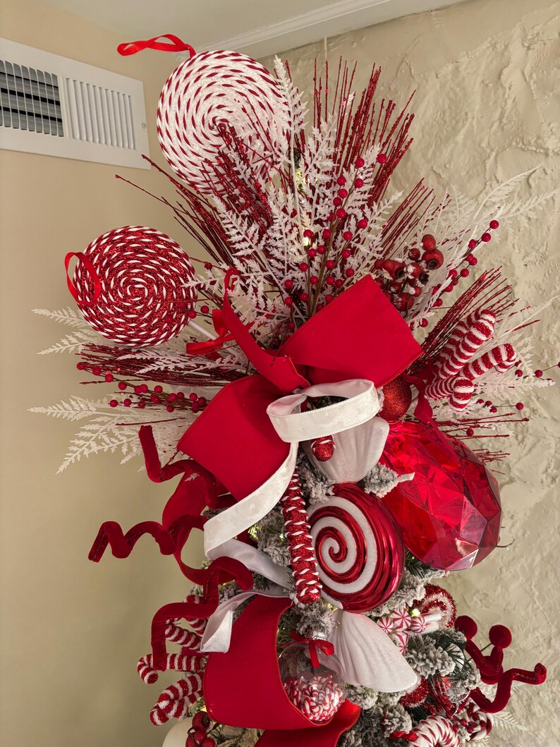 Custom Christmas Tree Topper – Luxe Ribbon & Holiday Picks - Etsy